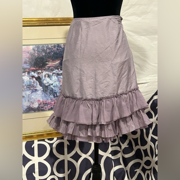 Eileen Fisher | Skirts | Eileen Fisher Silk Taffeta Knee Length Ruffle ...